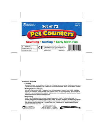 Learning Resources Pet Counters LER 0780 User Manual | Manualzz