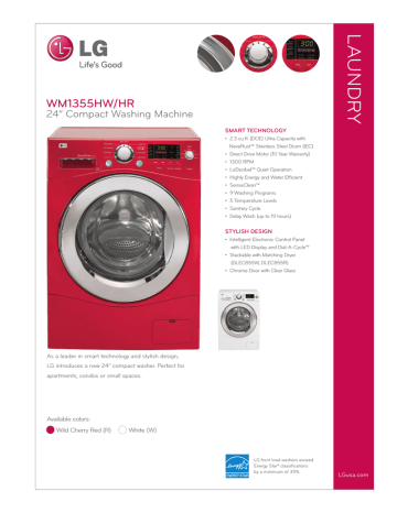 LG WM1355HR Specification Sheet | Manualzz