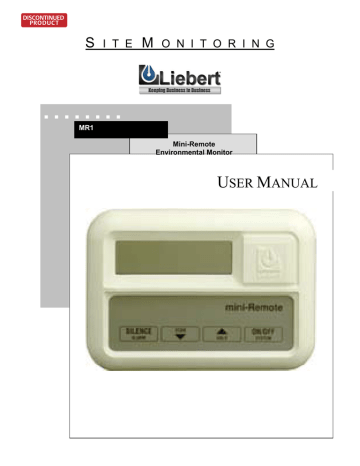 Liebert MR1 Mini-Remote User Manual | Manualzz