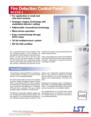 LST BC216-1 Fire Detection Control Panel User Manual | Manualzz