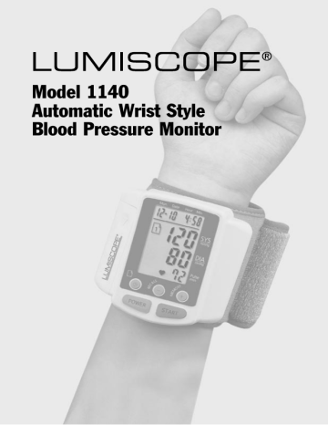 Lumiscope 1140 Blood Pressure Monitor User Manual | Manualzz