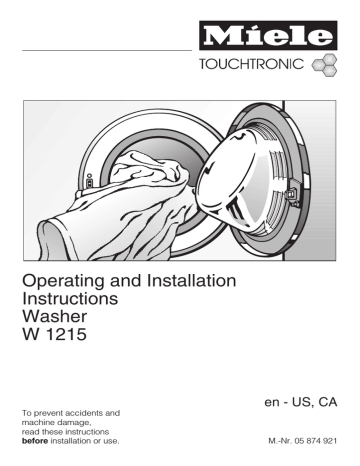 Miele Washer W 1215 User Manual | Manualzz