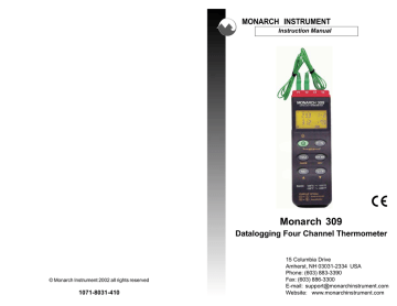 Monarch Thermometer 309 Instruction manual | Manualzz