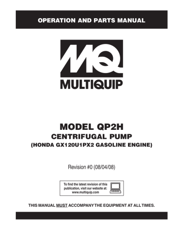 Multiquip QP2H Centrifugal Pump Manual | Manualzz