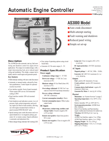 FWMurphy AS3000 Automatic Engine Controller Manual | Manualzz