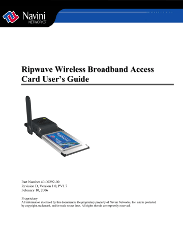 Navini Networks Wireless Broadband Access Card User's Guide | Manualzz
