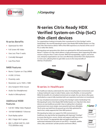 nComputing N400 Datasheet | Manualzz