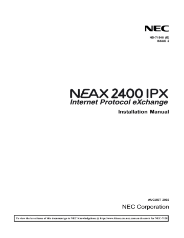 3. SYSTEM INITIALIZED TEST. NEC 2400 ipx, NEAX2400 IPX | Manualzz