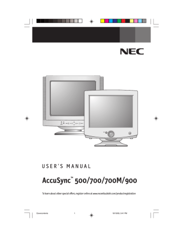 NEC AccuSync 500, 700, 700M, 900 User Manual | Manualzz