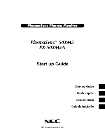 NEC PlasmaSync 50XM5 Startup Guide | Manualzz