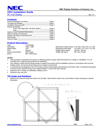 NEC V551 Installation Guide | Manualzz