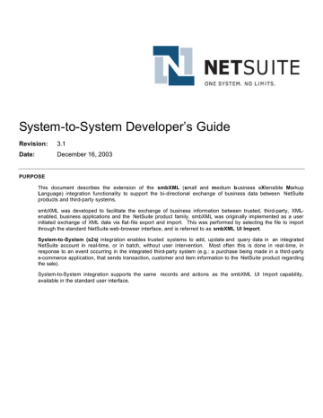 NetSuite System-to-System Integration Developer's Guide | Manualzz