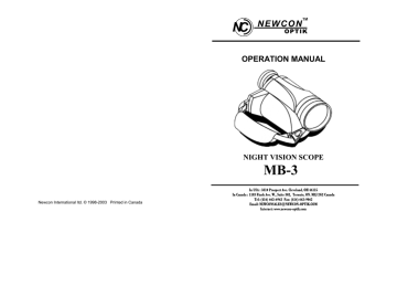Newcon Optik MB-3 Night Vision Scope Manual | Manualzz