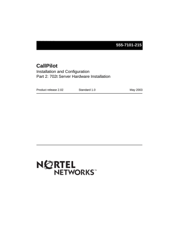 CallPilot 702t Server Hardware Installation Manual | Manualzz