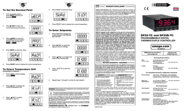 OMEGA DP25-TC, DP25B-TC Quick Start Manual | Manualzz