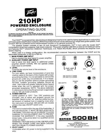 Peavey Series 500 210HP Powered Enclosure Operating Guide | Manualzz