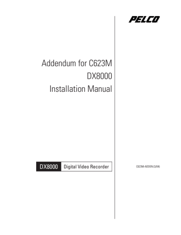 Pelco DX8000 Installation Manual Addendum | Manualzz