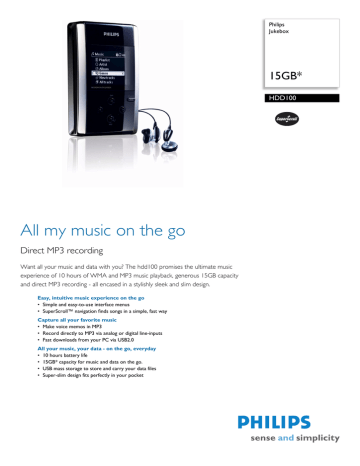 Philips HDD100 MP3 Player User Manual | Manualzz