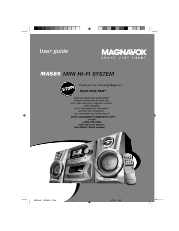 Magnavox MAS85 Mini Hi-Fi System User Guide | Manualzz