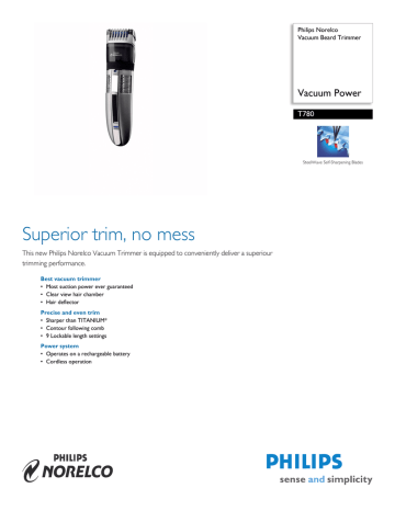 Philips Norelco T780 Vacuum Beard Trimmer User Manual | Manualzz