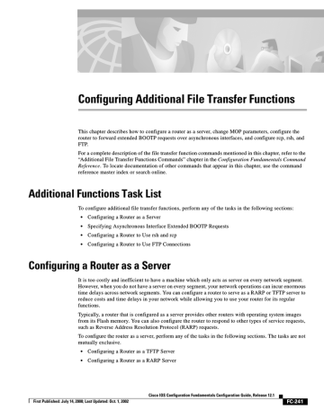 Cisco IOS Config Guide: TFTP, RARP, rsh, rcp, FTP | Manualzz