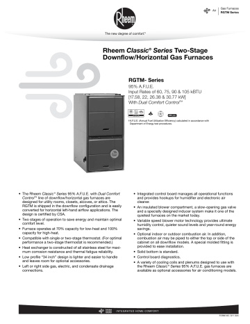 Rheem 2-stage Specification Sheet | Manualzz