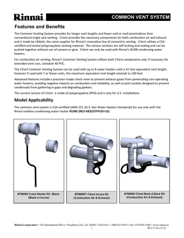 Rinnai Common Vent System Specification | Manualzz