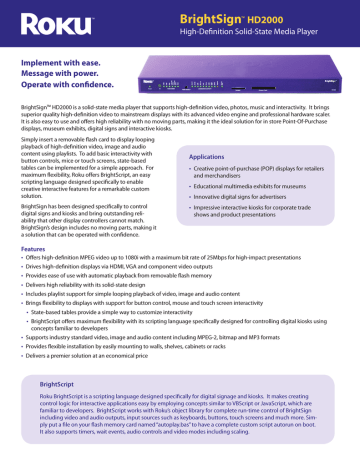 BrightSign HD2000 User Manual | Manualzz