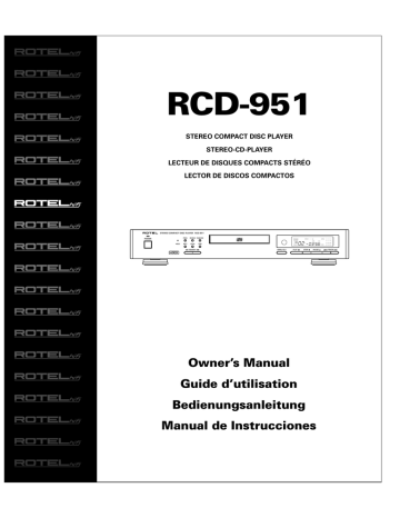 Rotel RCD-951 Owner's manual | Manualzz