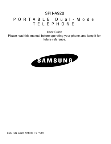 Samsung SPH-A920 User Guide | Manualzz