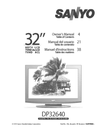 SANYO DP32640 LCD HDTV Owner's Manual | Manualzz