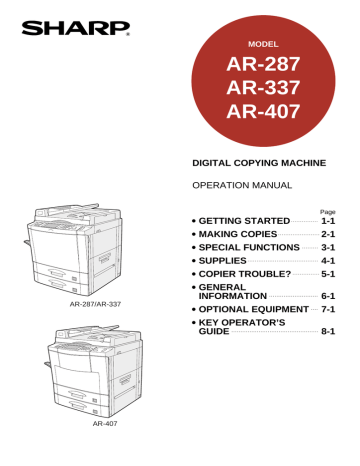 Sharp AR-287, AR-337, AR-407 Operation Manual | Manualzz