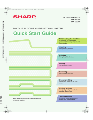 Sharp MX 4100N/4101N/5001N Quick Start Guide | Manualzz