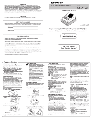 SHARP XE-A102 Cash Register Manual | Manualzz