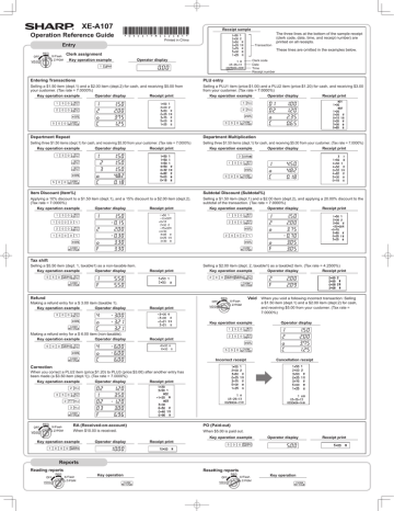 SHARP XE-A107 Cash Register Operation Guide | Manualzz