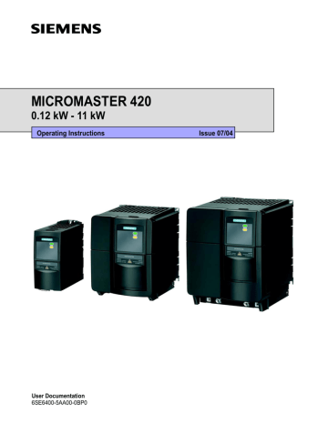 Siemens MICROMASTER 420 Operating Instructions | Manualzz