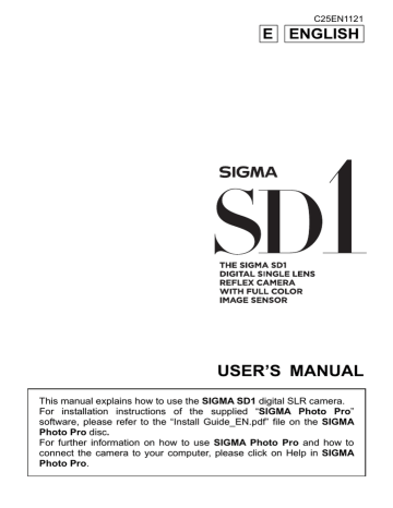 Sigma SD1 User's Manual | Manualzz