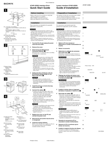Sony ATAPI Interface Drive Quick Start Guide | Manualzz