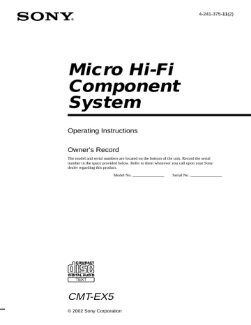 Sony CMT-EX5 User manual | Manualzz