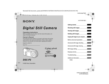 Sony DSC-P2 Operating Instructions | Manualzz