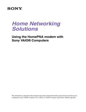 Sony HomePNA Modem User Manual | Manualzz
