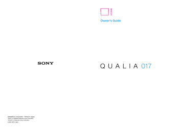 Sony Qualia 017-MD1 Owner's Guide | Manualzz
