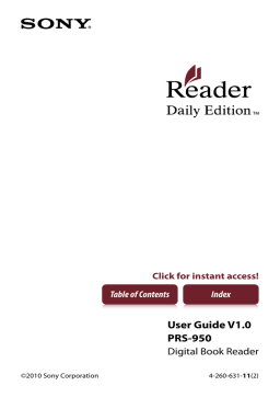Sony PRS-950 - User Guide, Quick start Guide