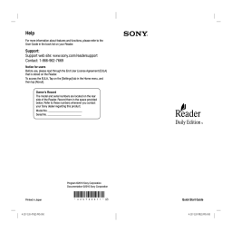 Sony PRS-950 - User Guide, Quick start Guide