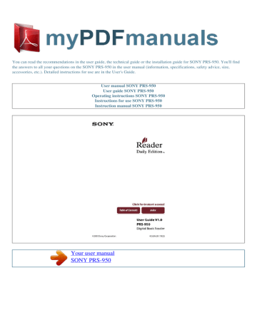 SONY PRS-950 User Guide | Manualzz