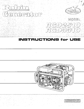 Robin RGD 2510, RGD 3310 Generator คู่มือการใช้งาน | Manualzz