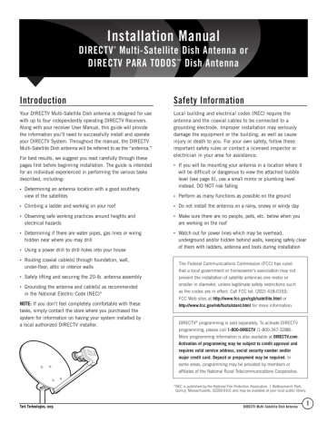 DIRECTV Multi-Satellite Dish Antenna Installation Manual | Manualzz