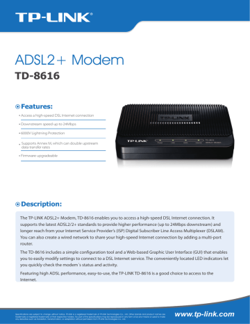 TP-LINK TD-8616 V8 Data Sheet | Manualzz