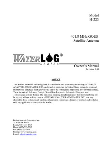 WaterLog H-223 GOES Satellite Antenna Manual | Manualzz