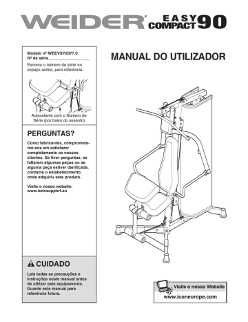 Manual do Utilizador WEIDER EASY COMPACT 90 | Manualzz